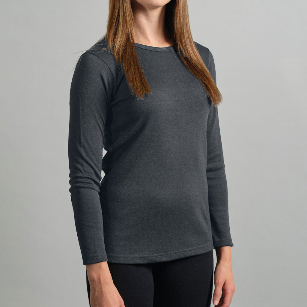 Merino Skins Lite – Ladies Long Sleeve Merino T Shirt - Grey