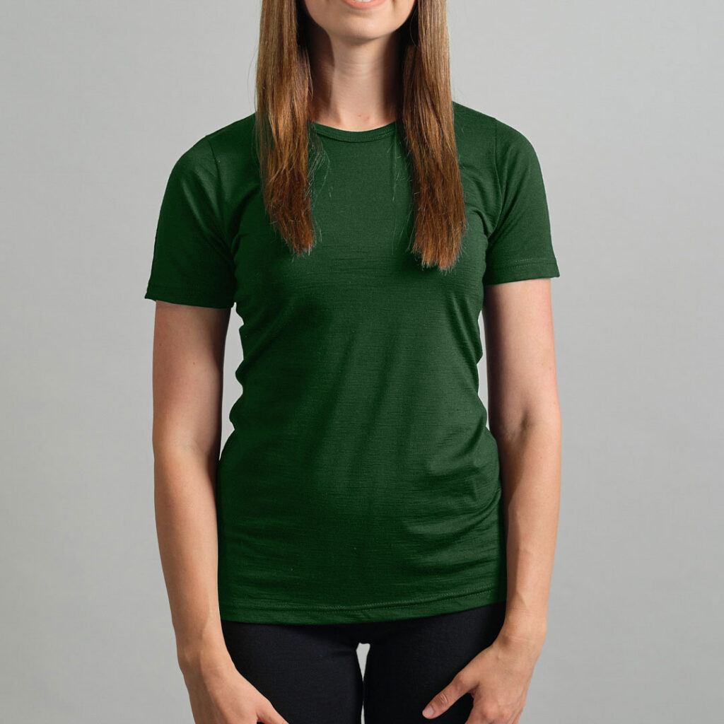 Merino Skins Lite – Ladies Short Sleeve Merino T Shirt - Green